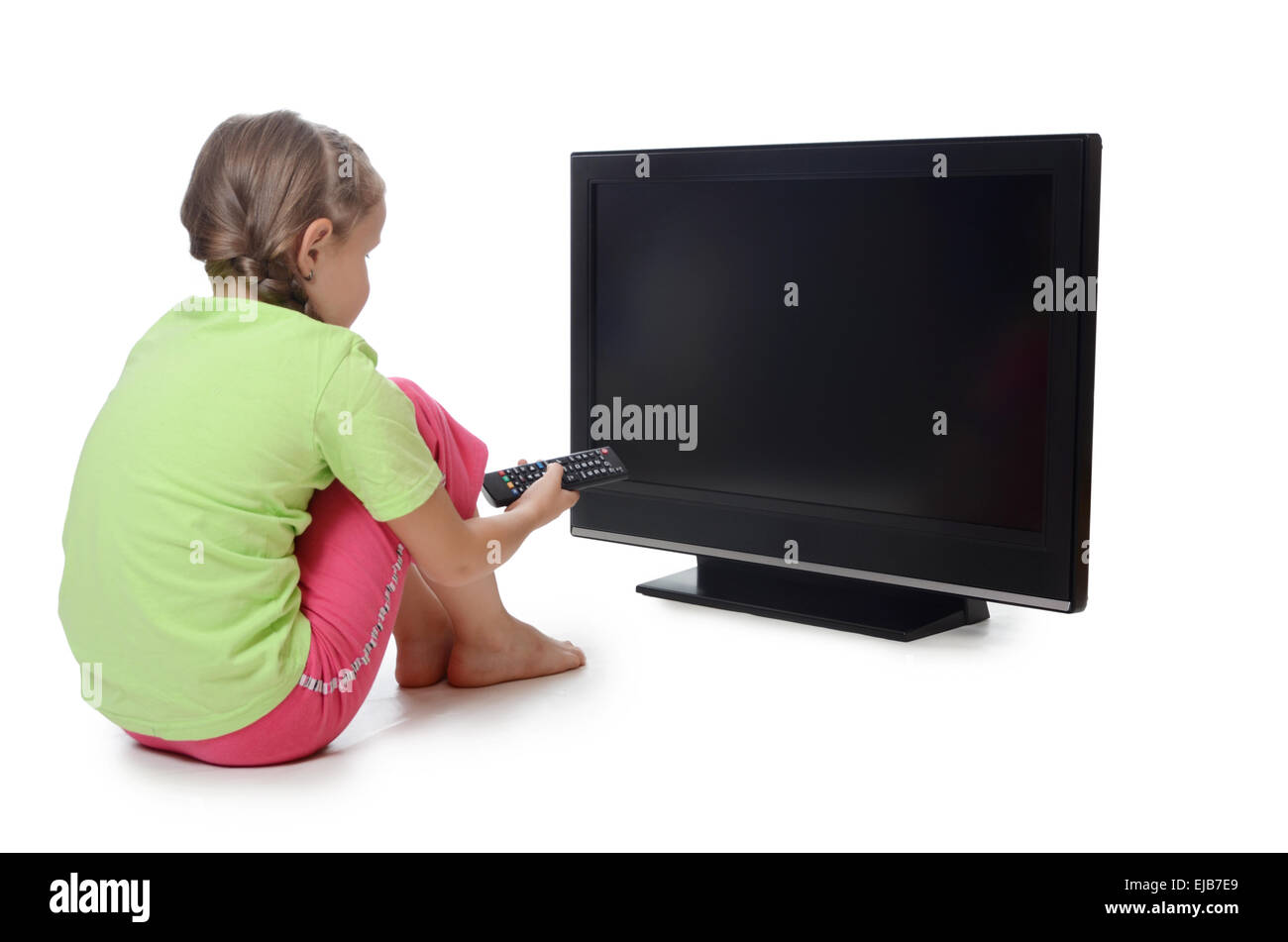 The little girl looks lsd tv Stock Photo - Alamy