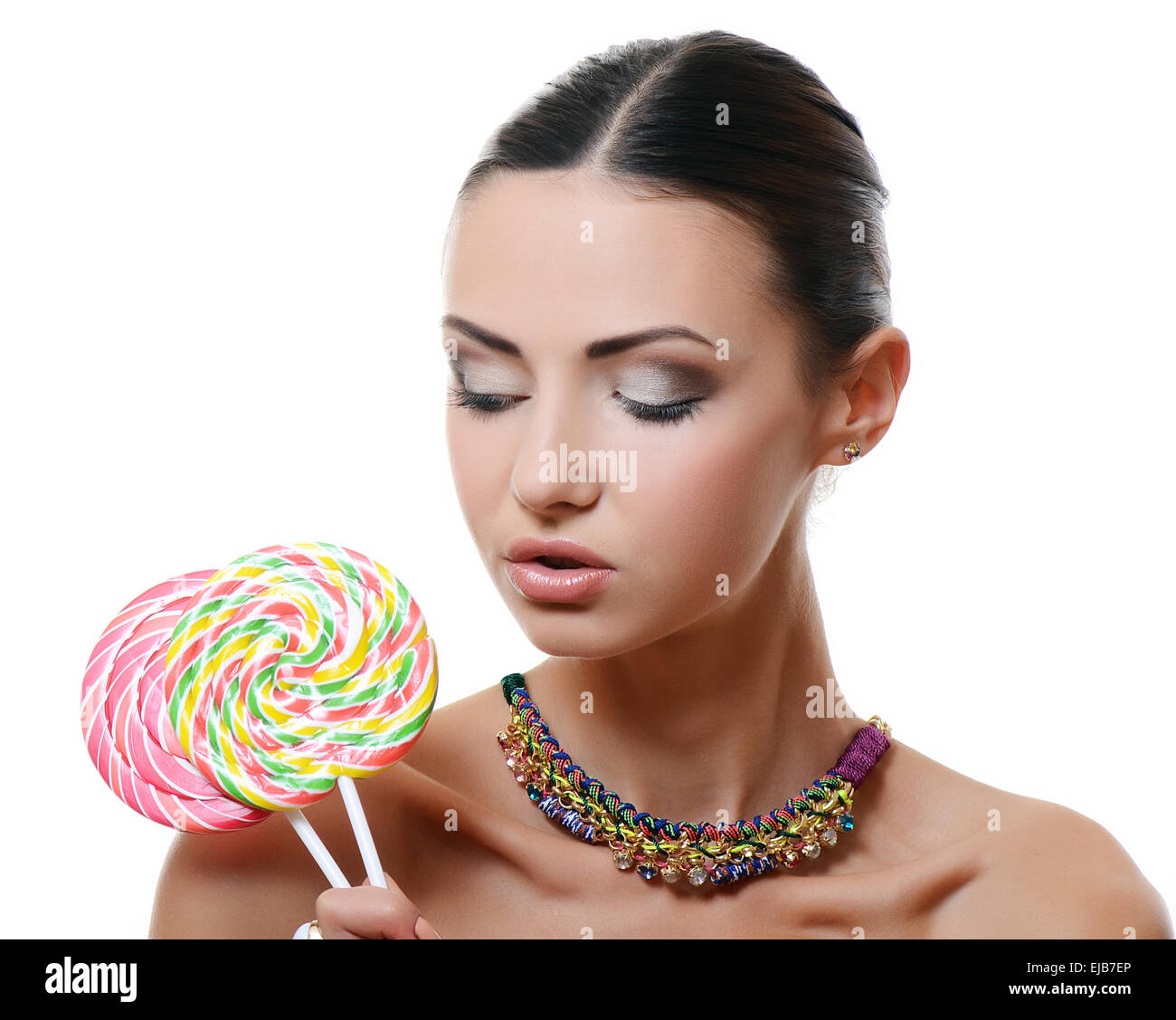The girl with sugar candy isolated Stock Photo - Alamy