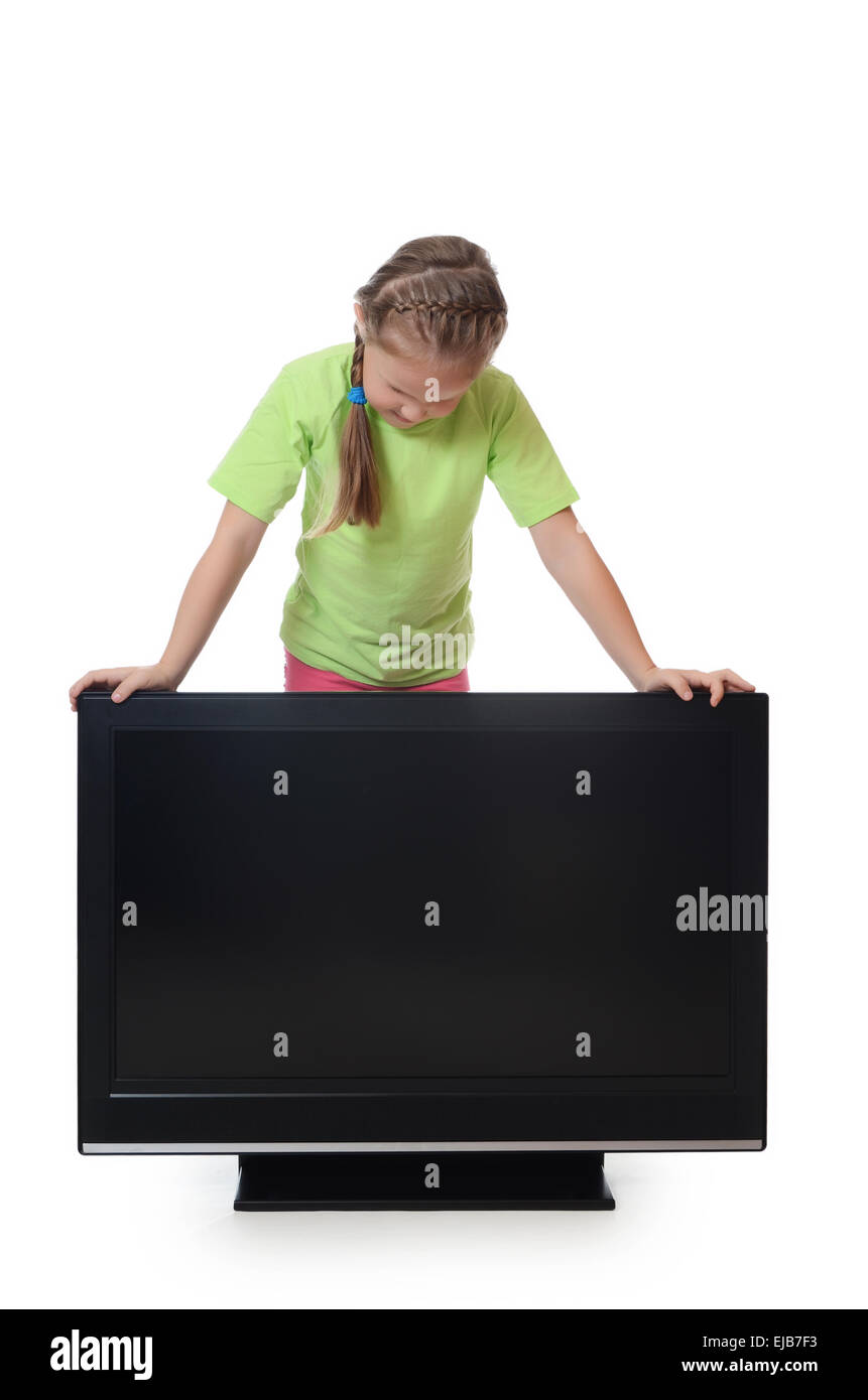 The little girl looks lsd tv Stock Photo - Alamy