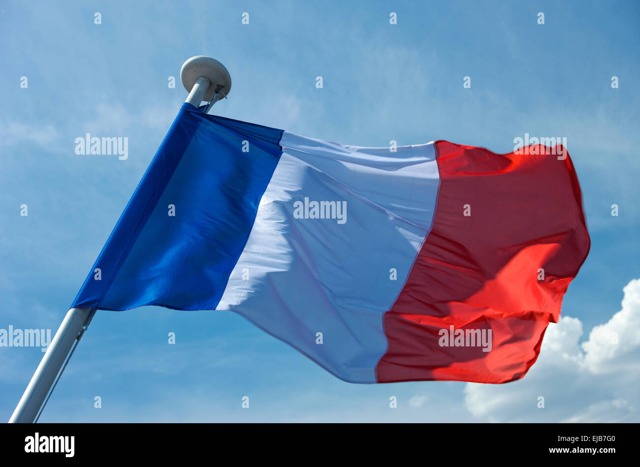 FRENCH FLAG FLYING ON FLAGPOLE Stock Photo - Alamy