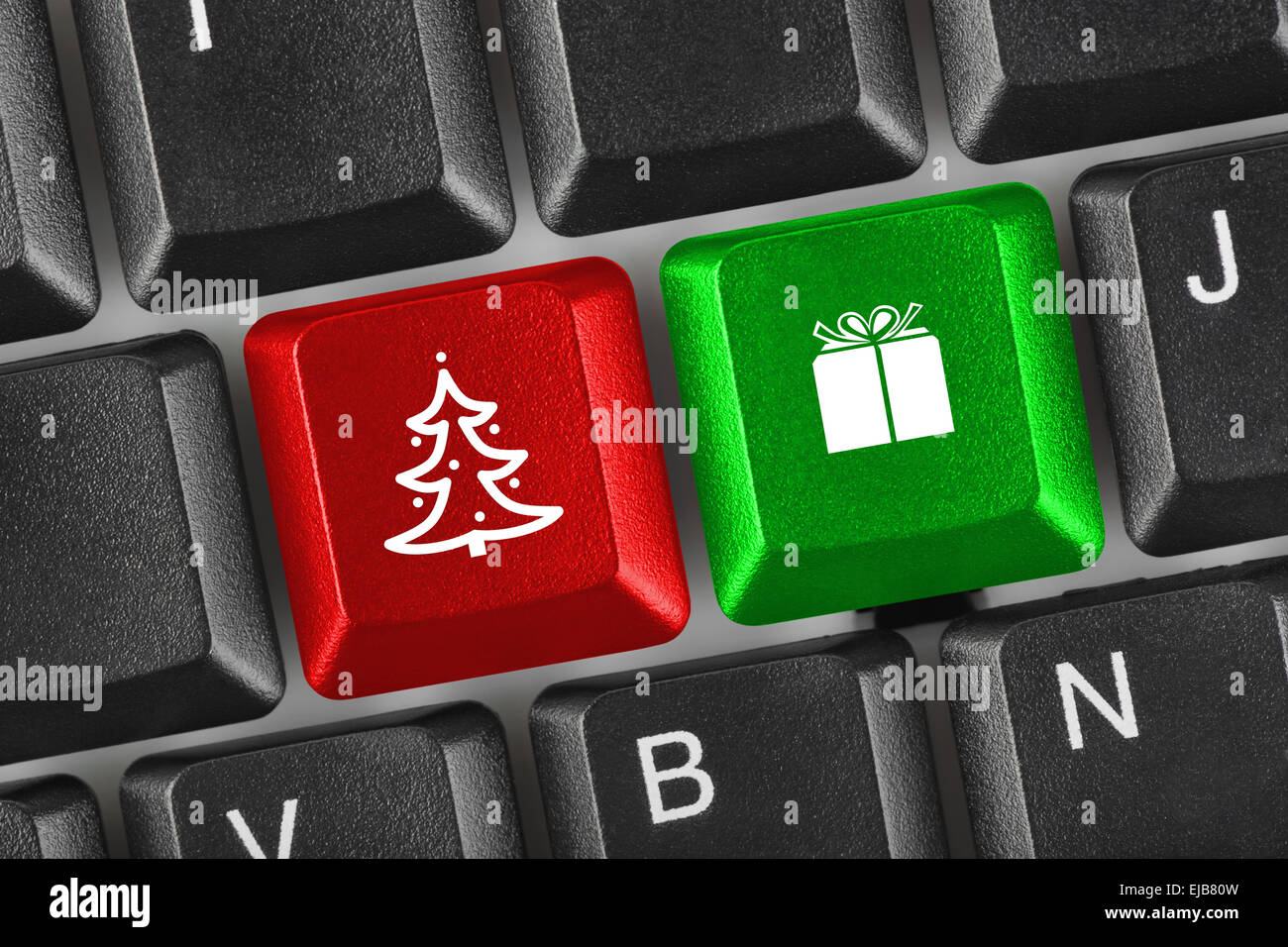 Computer keyboard with Christmas keys Stock Photo - Alamy