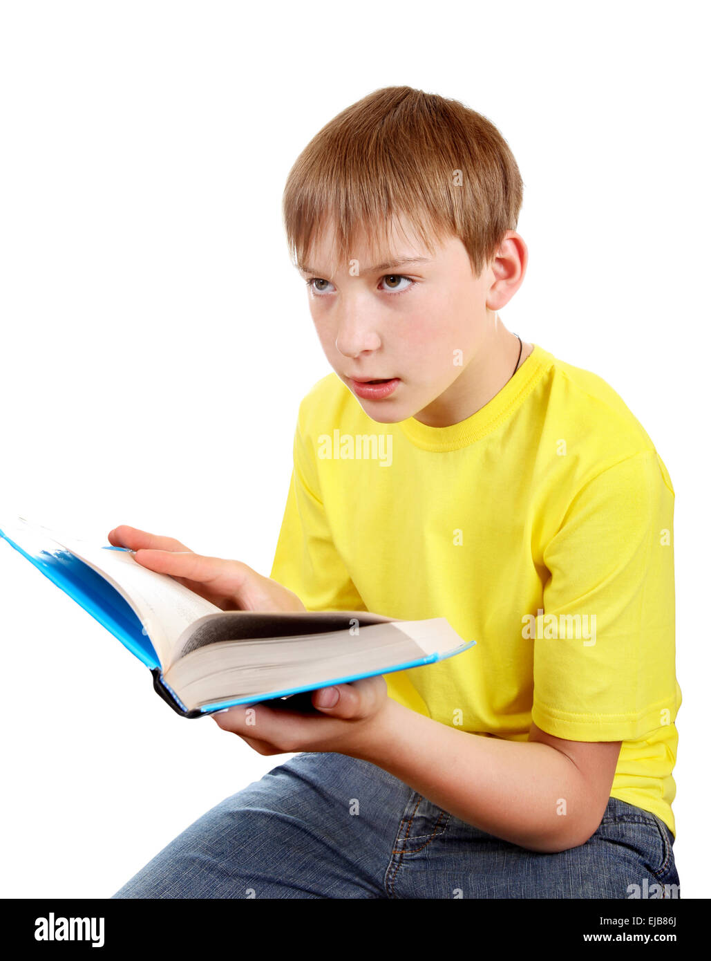Kid with the Book Stock Photo - Alamy