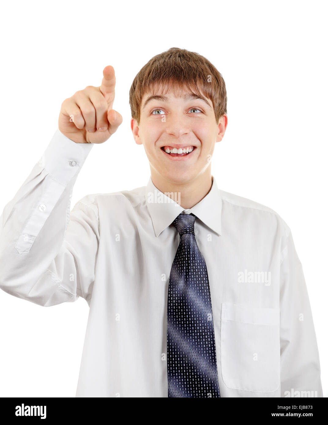 Teenager with Finger Up Stock Photo - Alamy