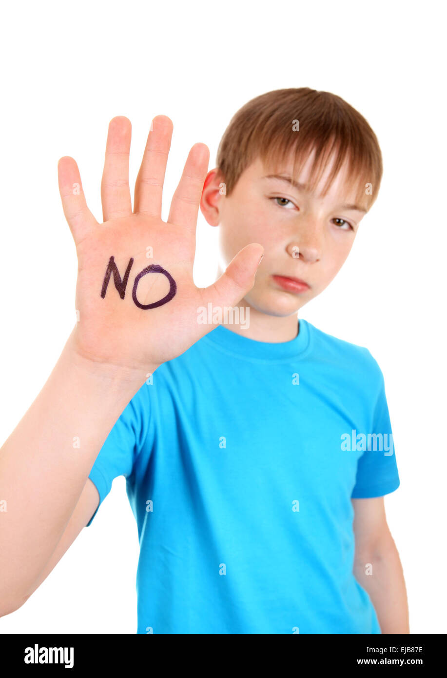 Kid with Refusal Gesture Stock Photo - Alamy
