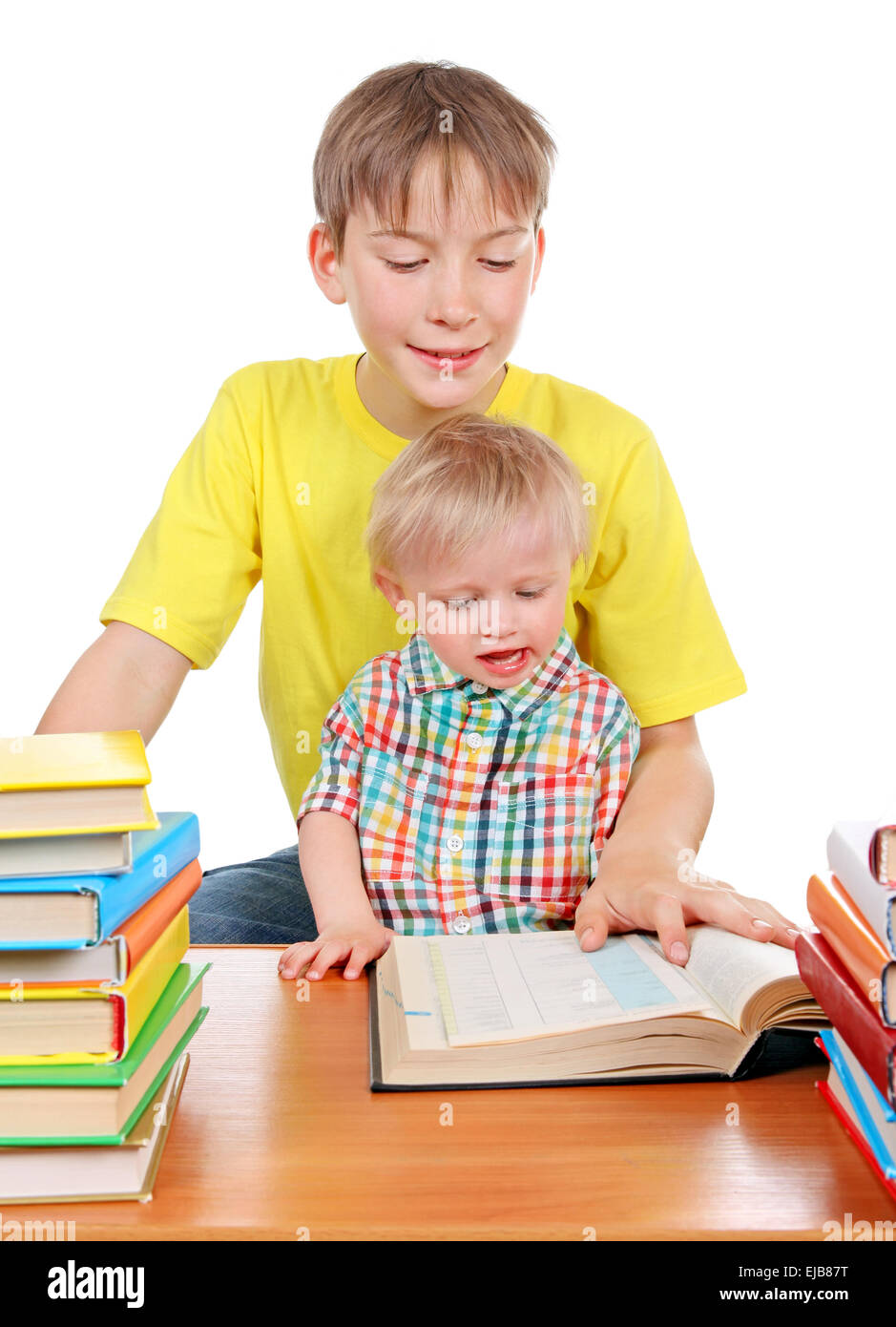 Kid and Baby Boy the Books Stock Photo - Alamy