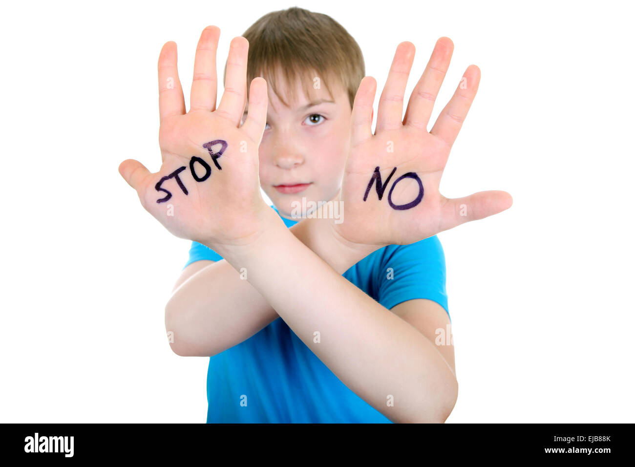 Kid with Refusal Gesture Stock Photo - Alamy