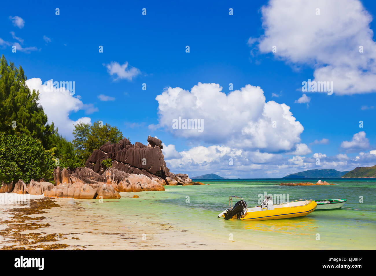 Tropical island Curieuse at Seychelles Stock Photo - Alamy