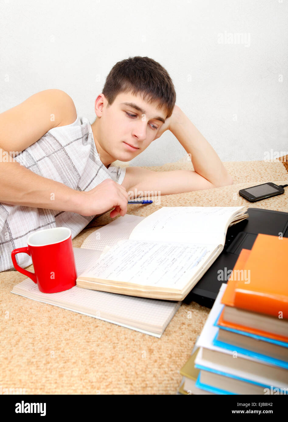 Teenager doing Homework Stock Photo - Alamy