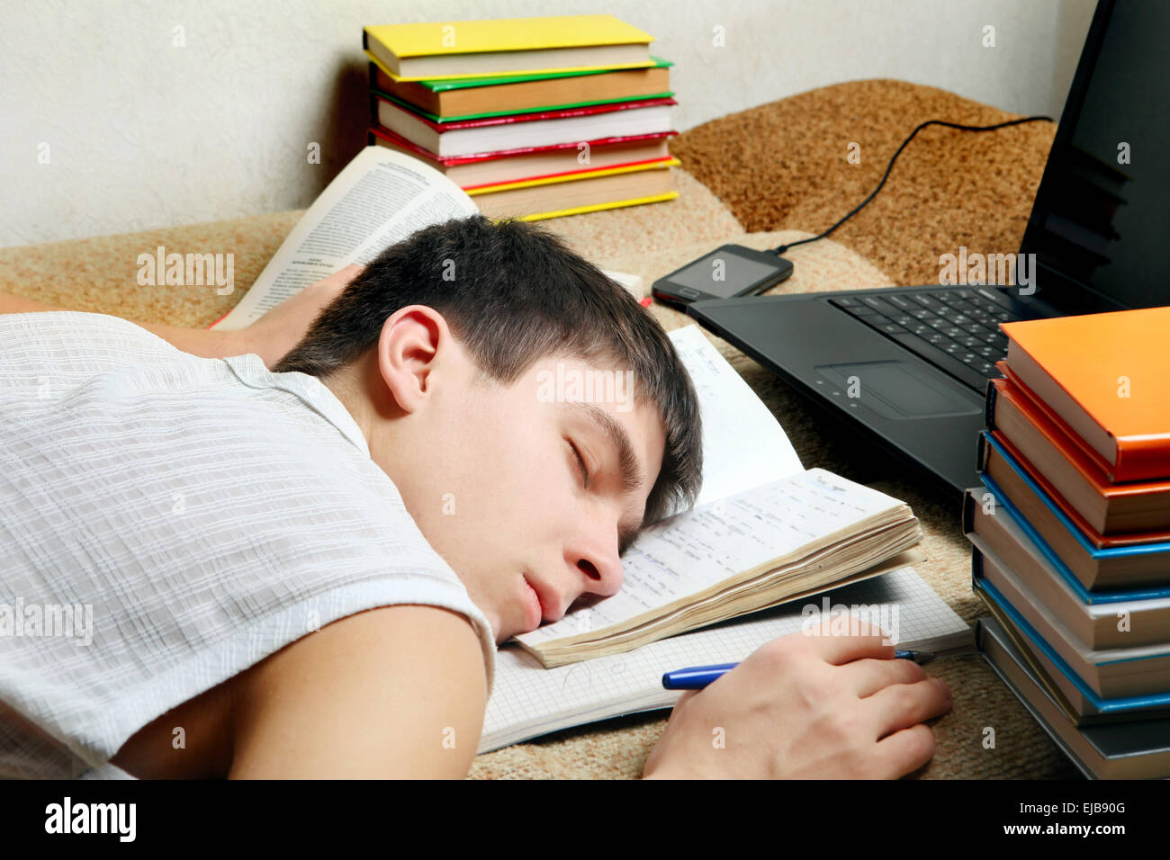 Tired Student sleeping Stock Photo - Alamy