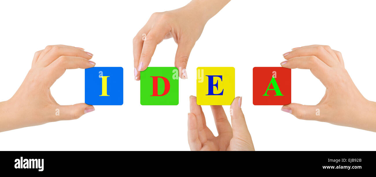 Hands people team word letter hi-res stock photography and images - Alamy