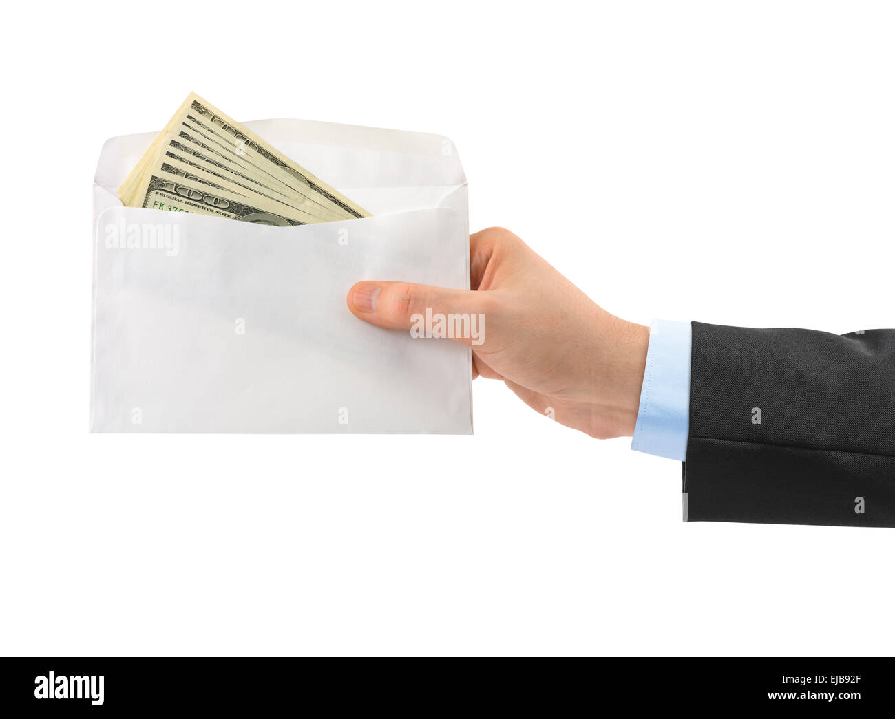 Hand and money in envelope Stock Photo - Alamy