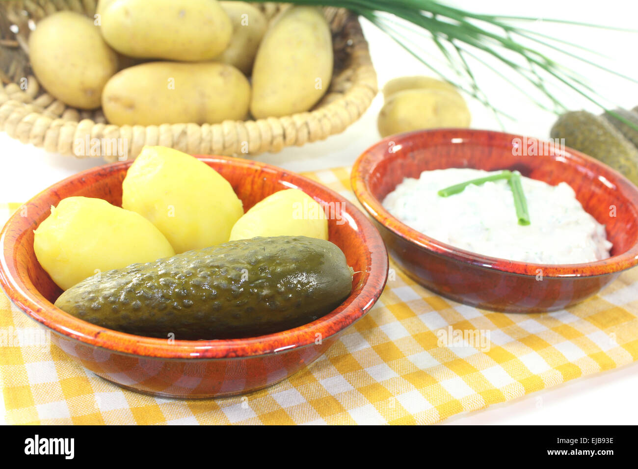 potatoes and curd with pickles Stock Photo - Alamy