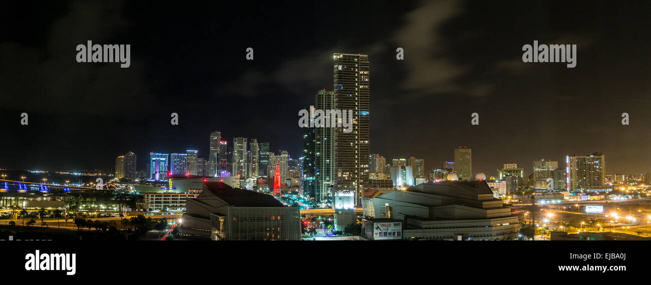 Aerial night view miami hi-res stock photography and images - Alamy