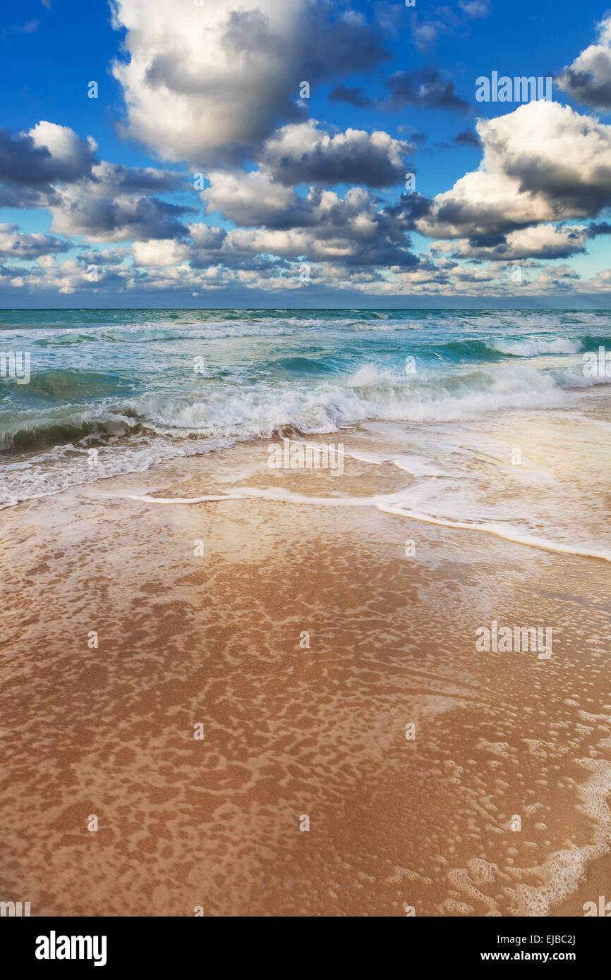 sandy beach and ocean Stock Photo - Alamy
