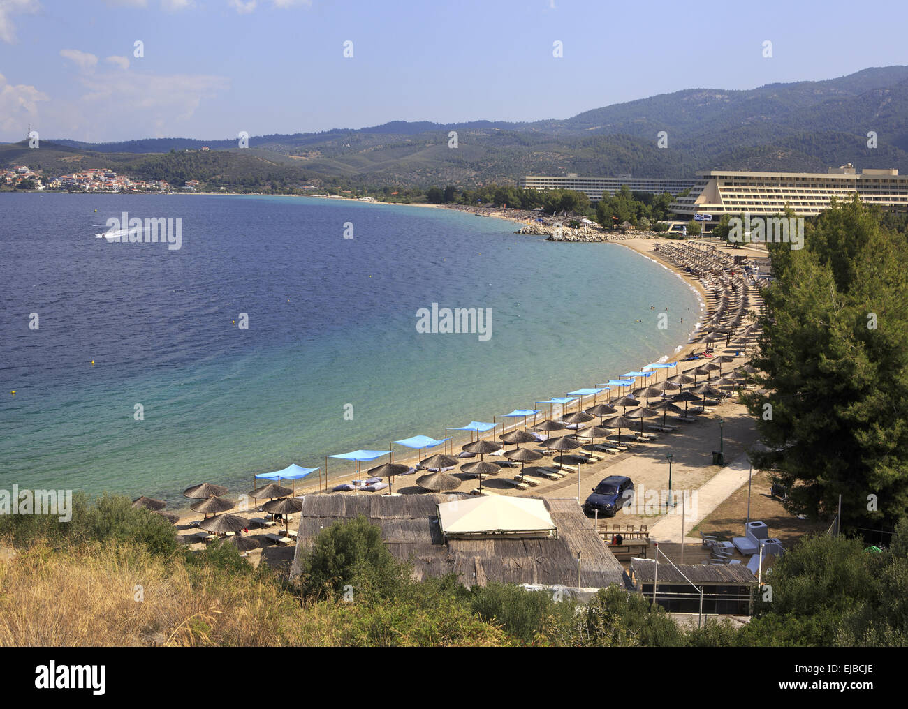 Paid beach of Porto Carras Stock Photo - Alamy