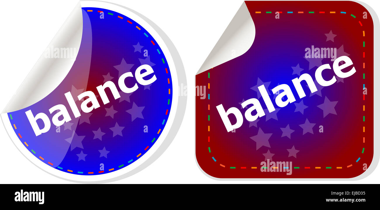 balance word on stickers button set, label, business concept Stock ...