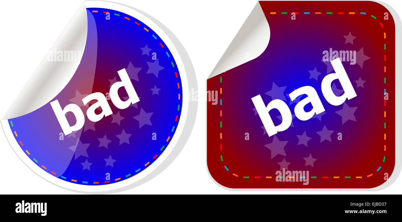 bad word on stickers button set, label Stock Photo - Alamy