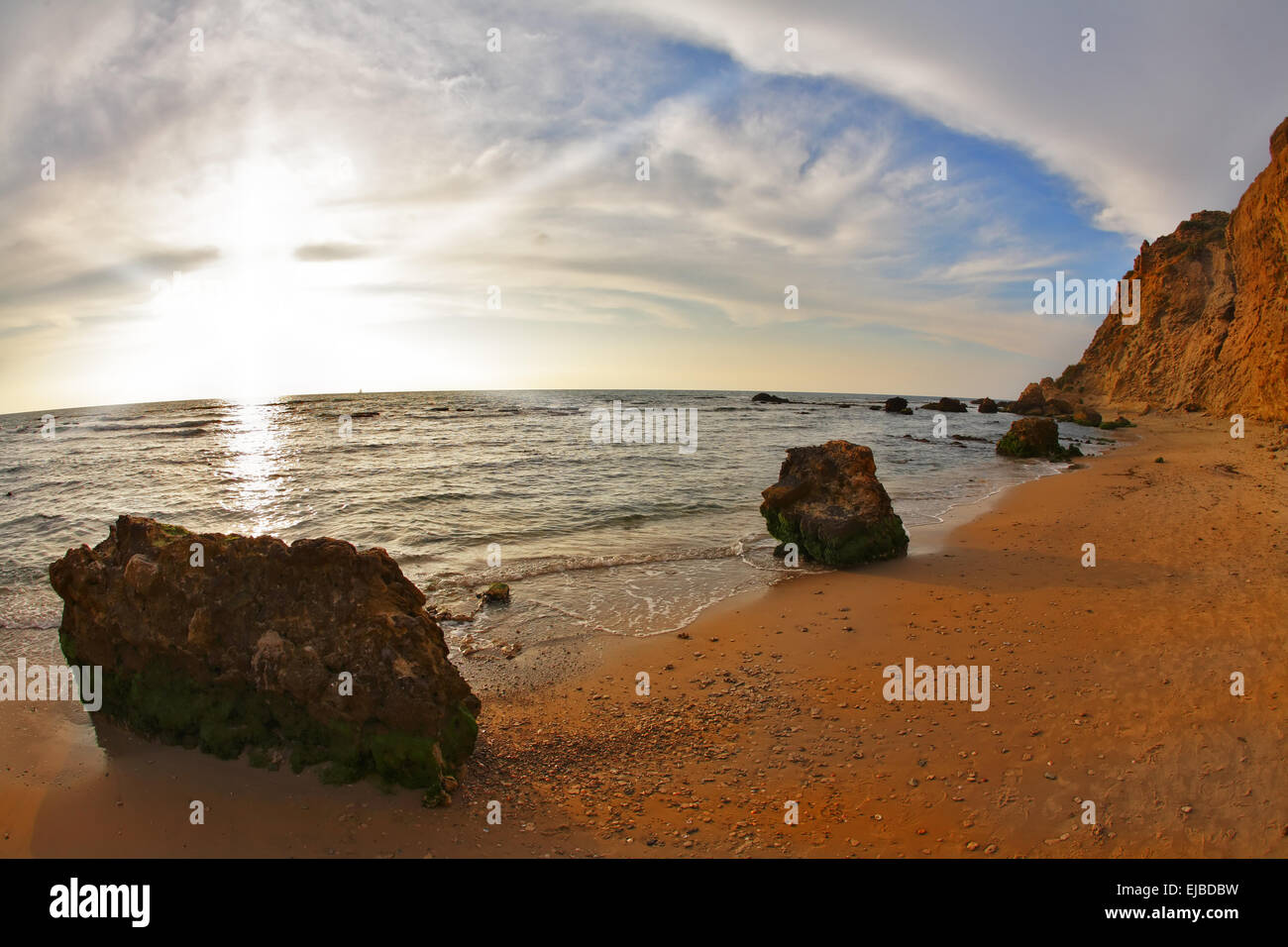 The spring sunset on Mediterranean sea Stock Photo - Alamy