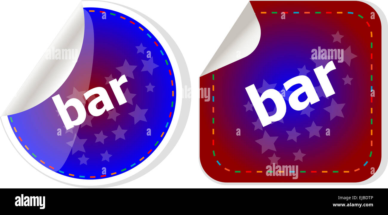 bar word on stickers button set, business label Stock Photo - Alamy