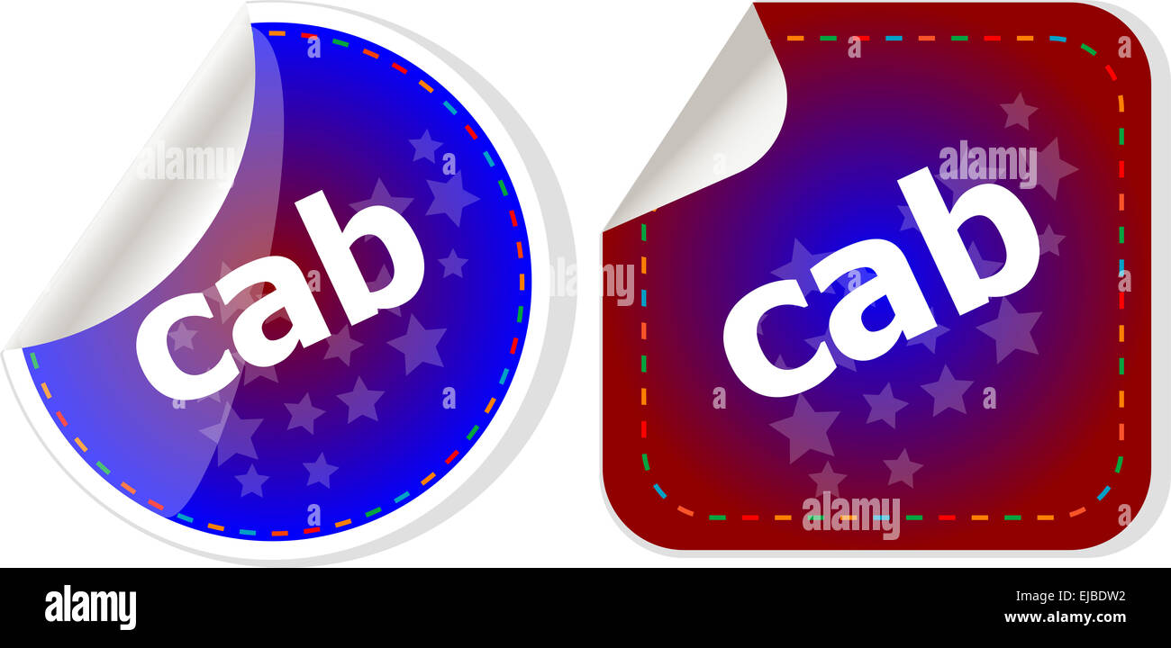 cab word stickers set, web icon button Stock Photo - Alamy