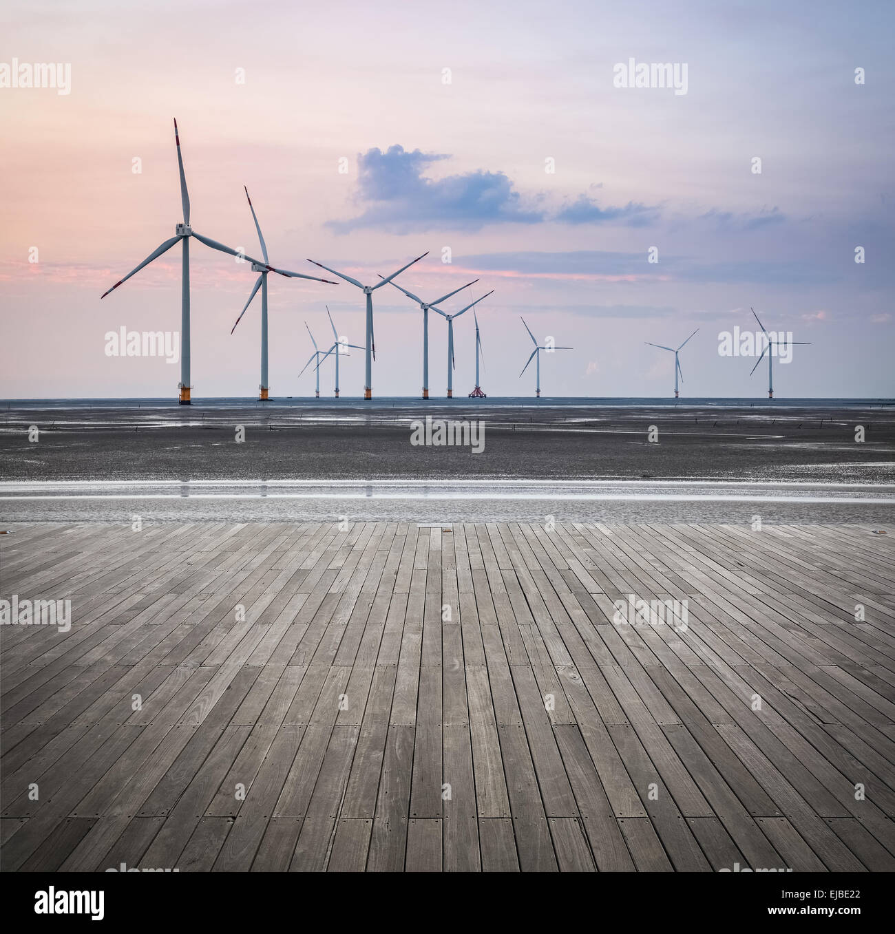 offshore wind farms at dusk Stock Photo - Alamy