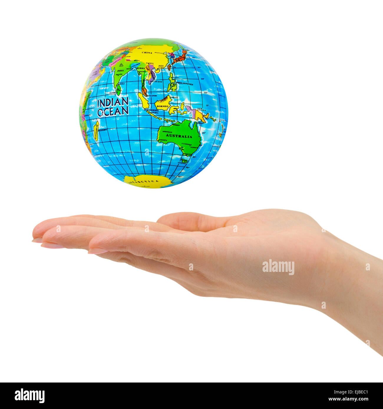 Hand holding globe finger Cut Out Stock Images & Pictures - Alamy