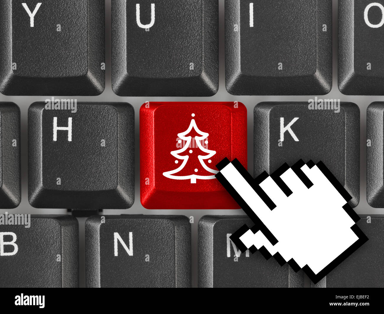 Computer keyboard with Christmas tree key Stock Photo - Alamy