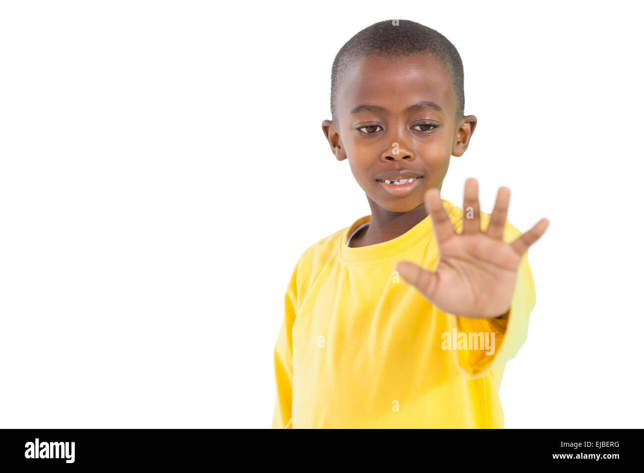 Happy little boy holding hand out Stock Photo - Alamy