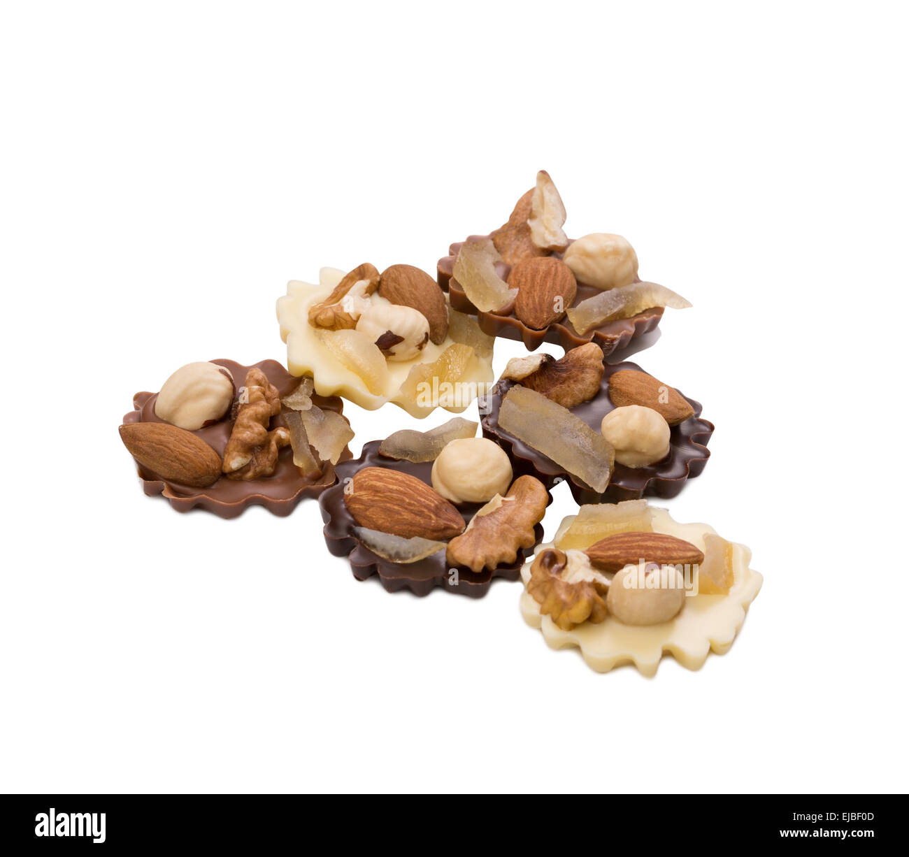 Tasty chocolate sweets with nuts Stock Photo - Alamy