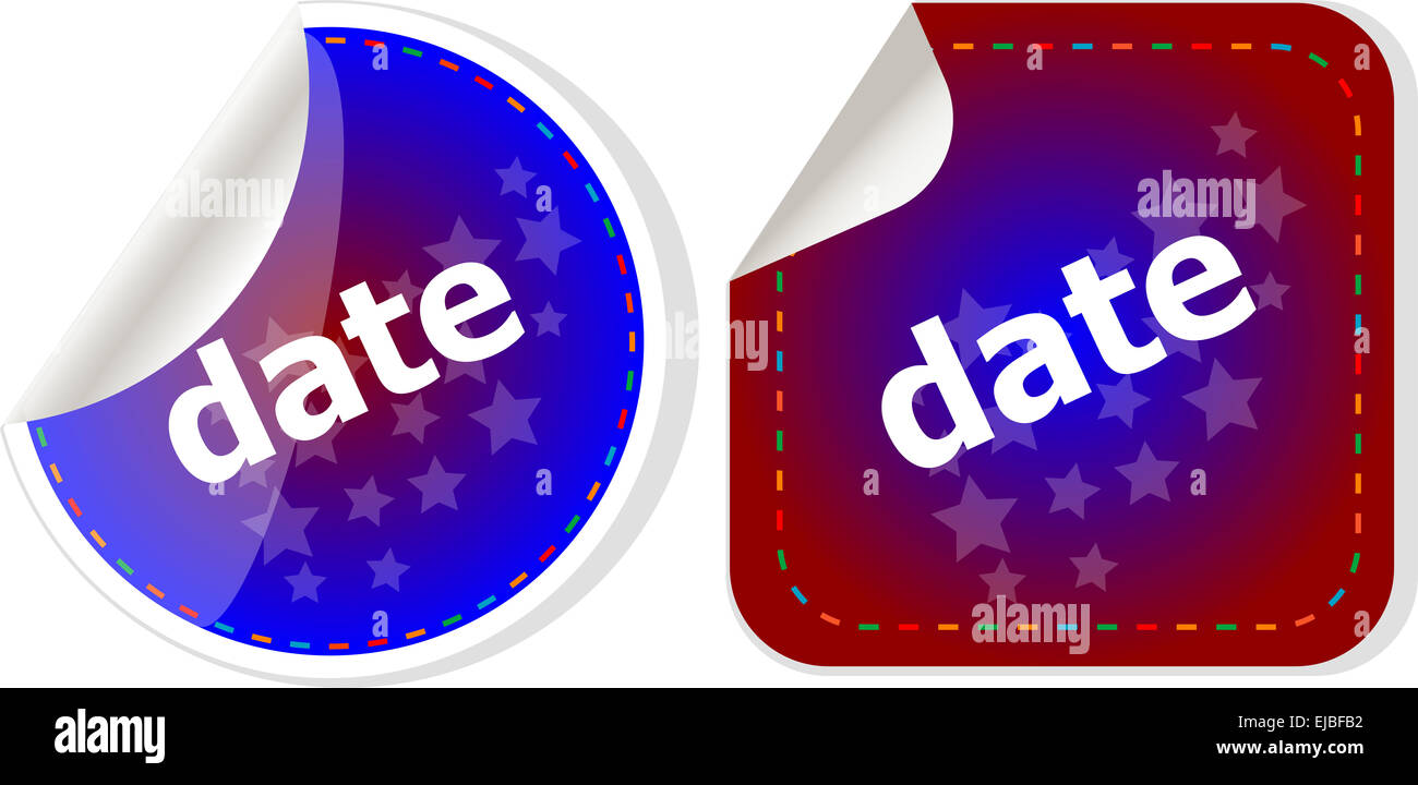date word stickers web button set, label, icon Stock Photo - Alamy
