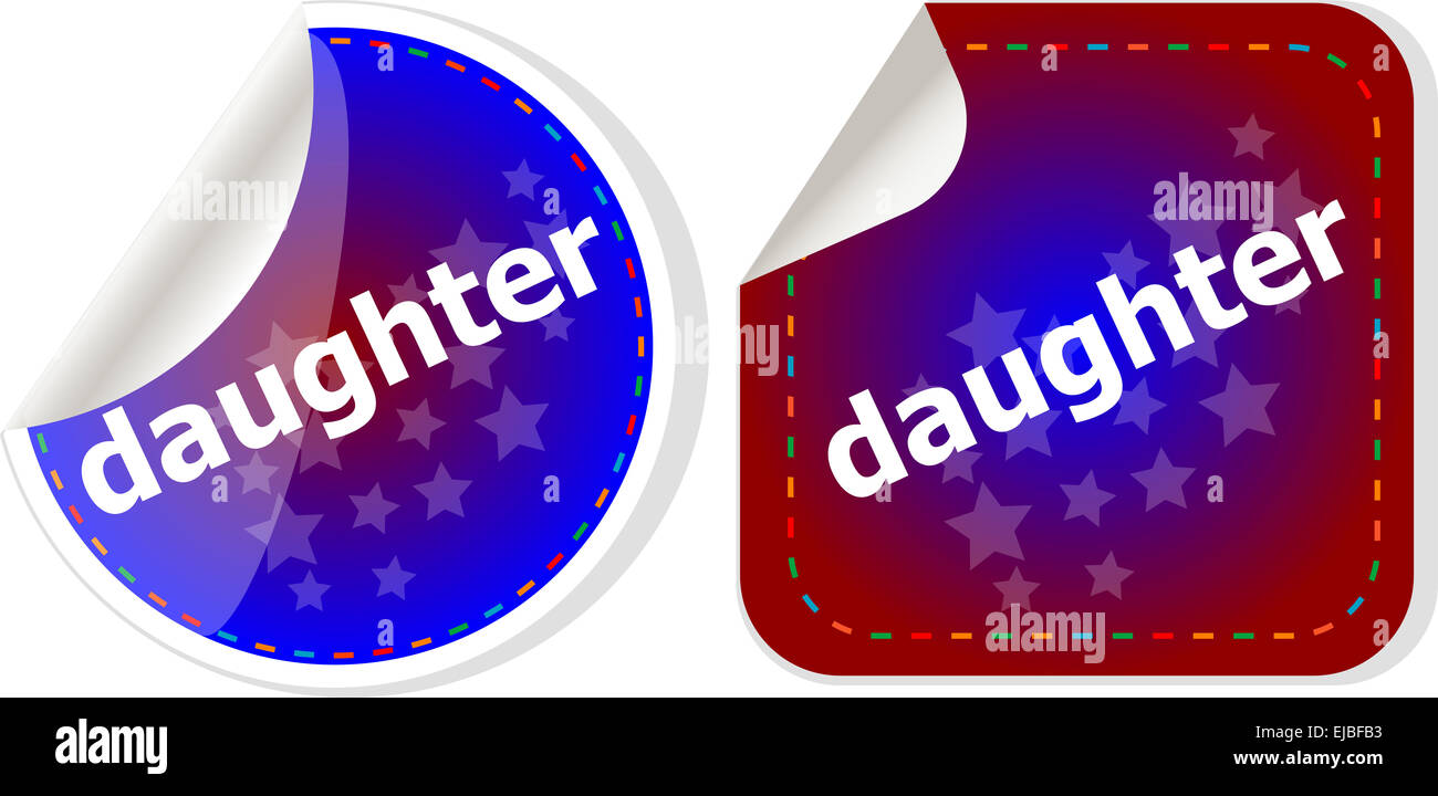daughter word stickers web button set, label, icon Stock Photo - Alamy