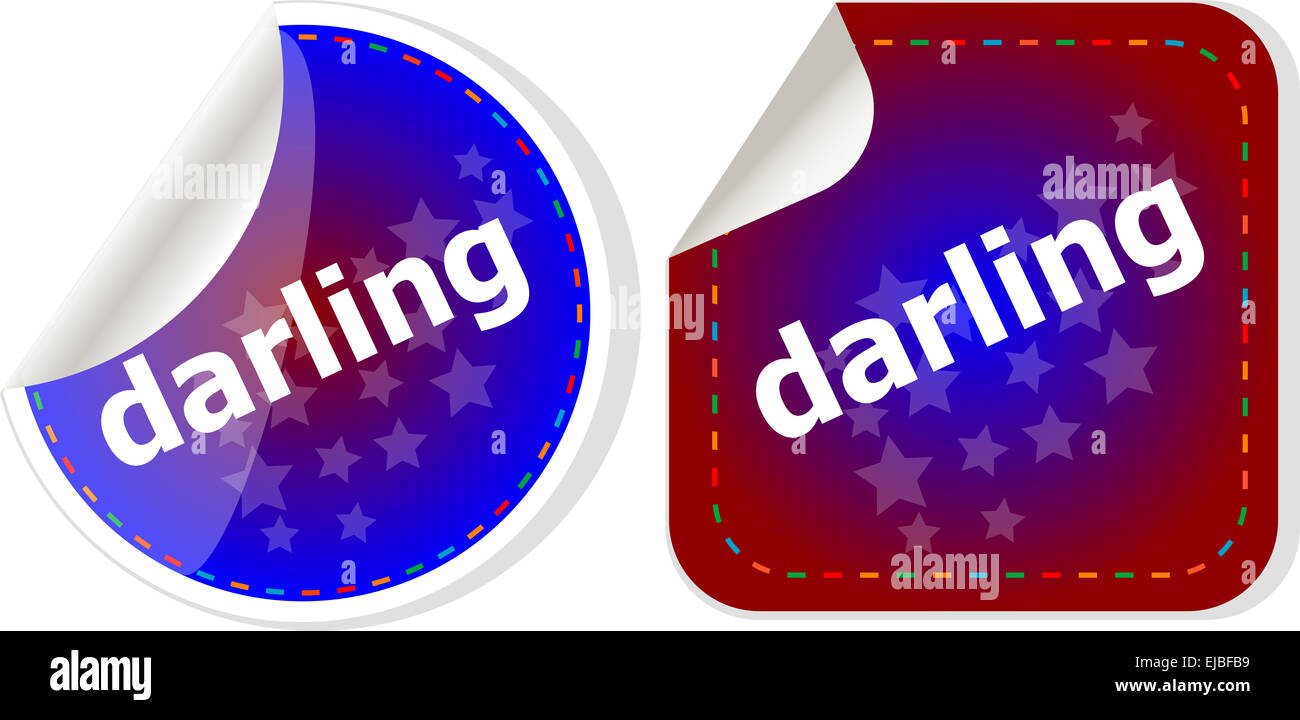 darling word stickers web button set, label, icon Stock Photo - Alamy