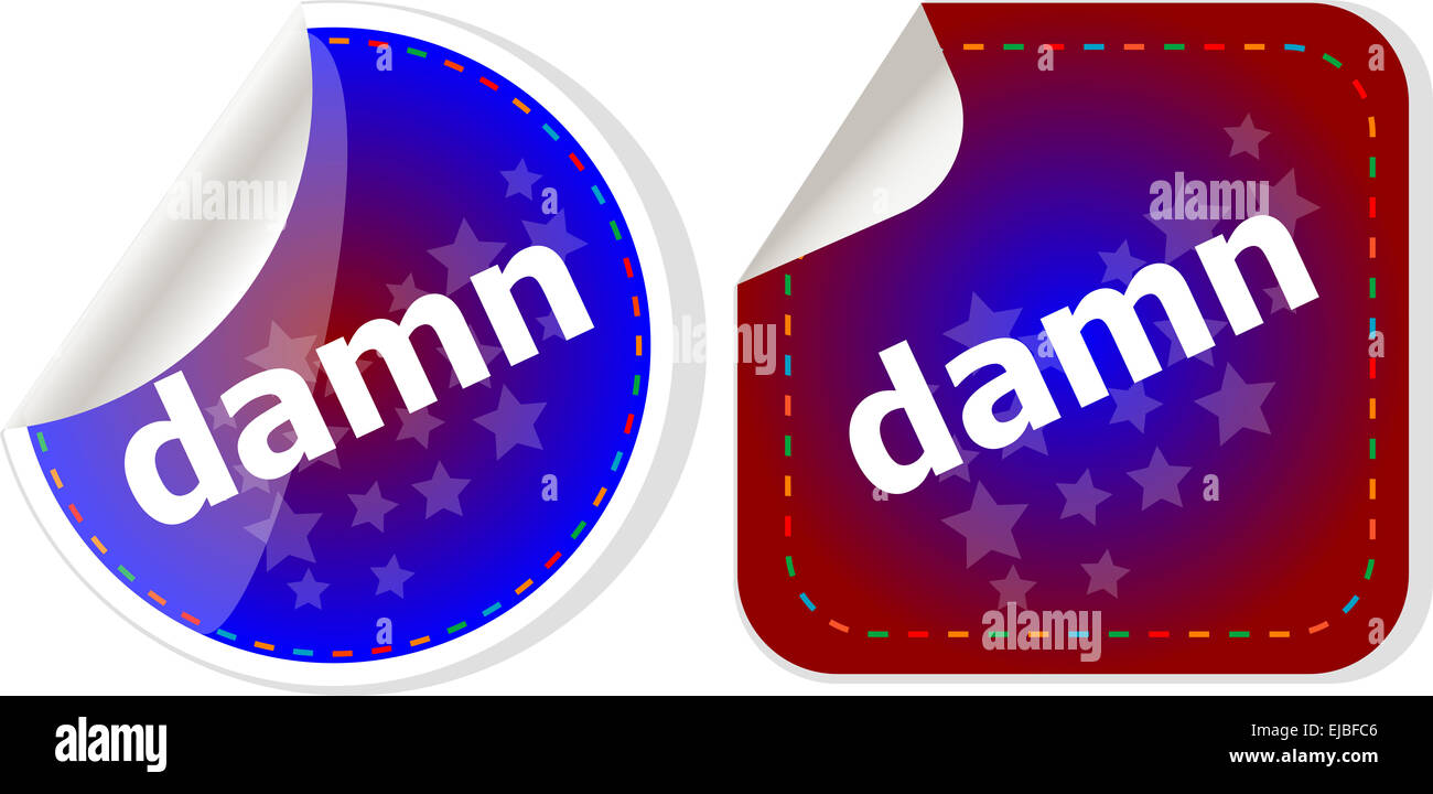 damn word on stickers web button set, label, icon Stock Photo - Alamy