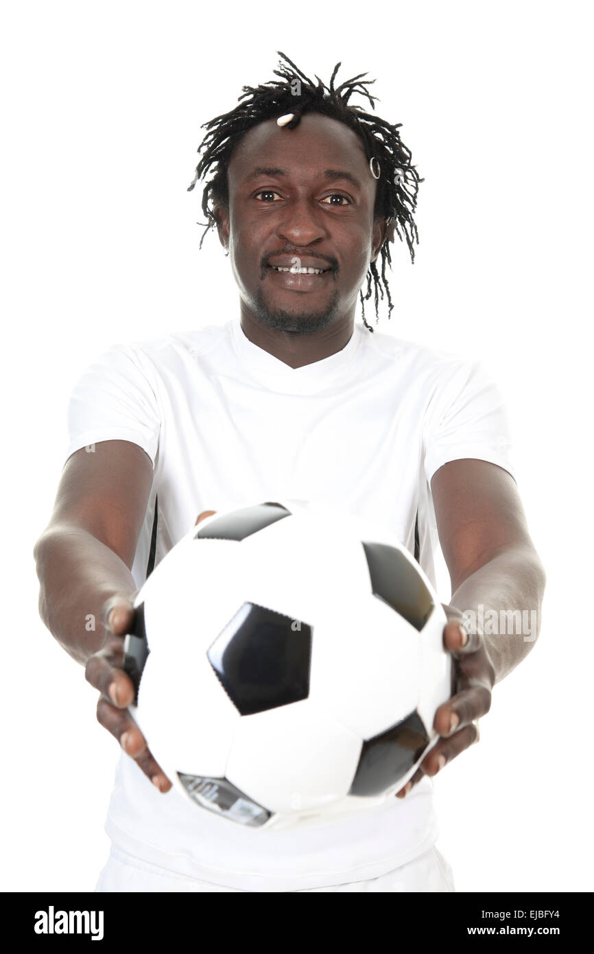 Portrait Of Happy Soccer Player Stock Photo - Alamy