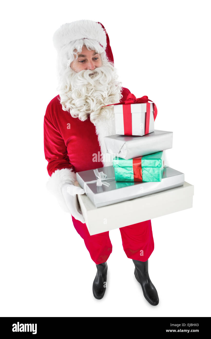 Santa holding stack present hi-res stock photography and images - Alamy