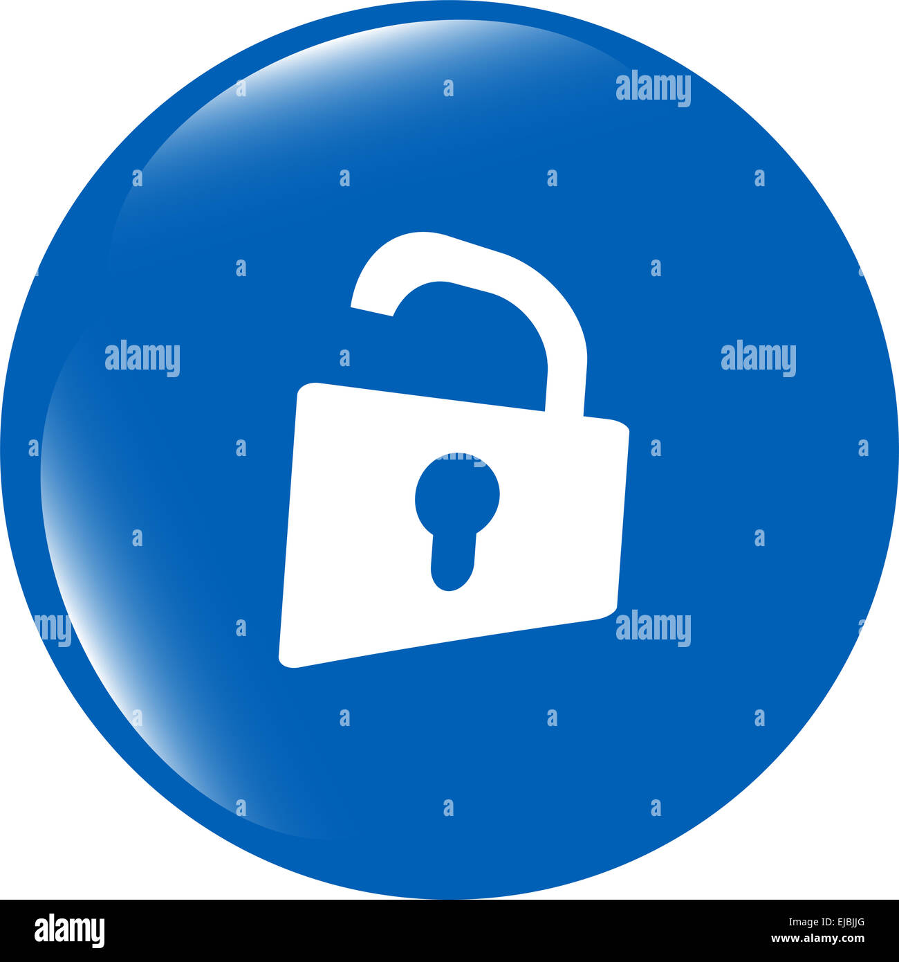 Padlock icon web sign. Rounded button isolated on white background ...