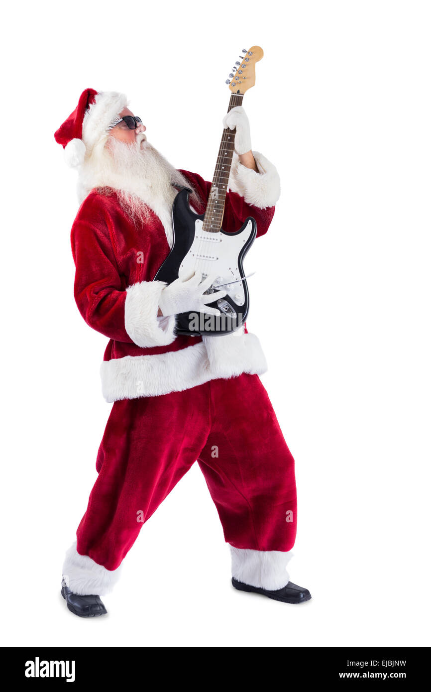 Santa Claus plays guitar with sunglasses Stock Photo - Alamy