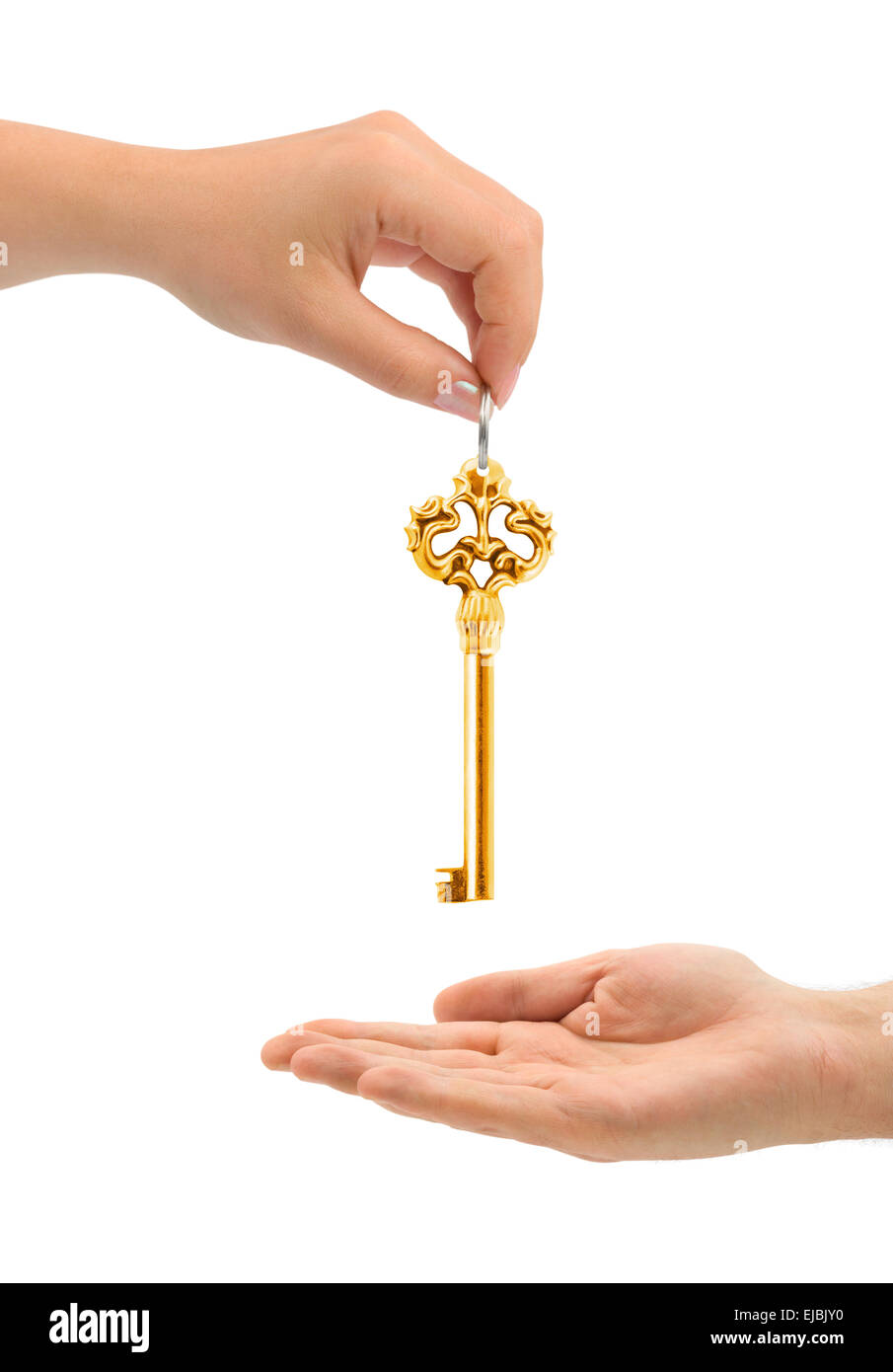 Hands and key Stock Photo - Alamy