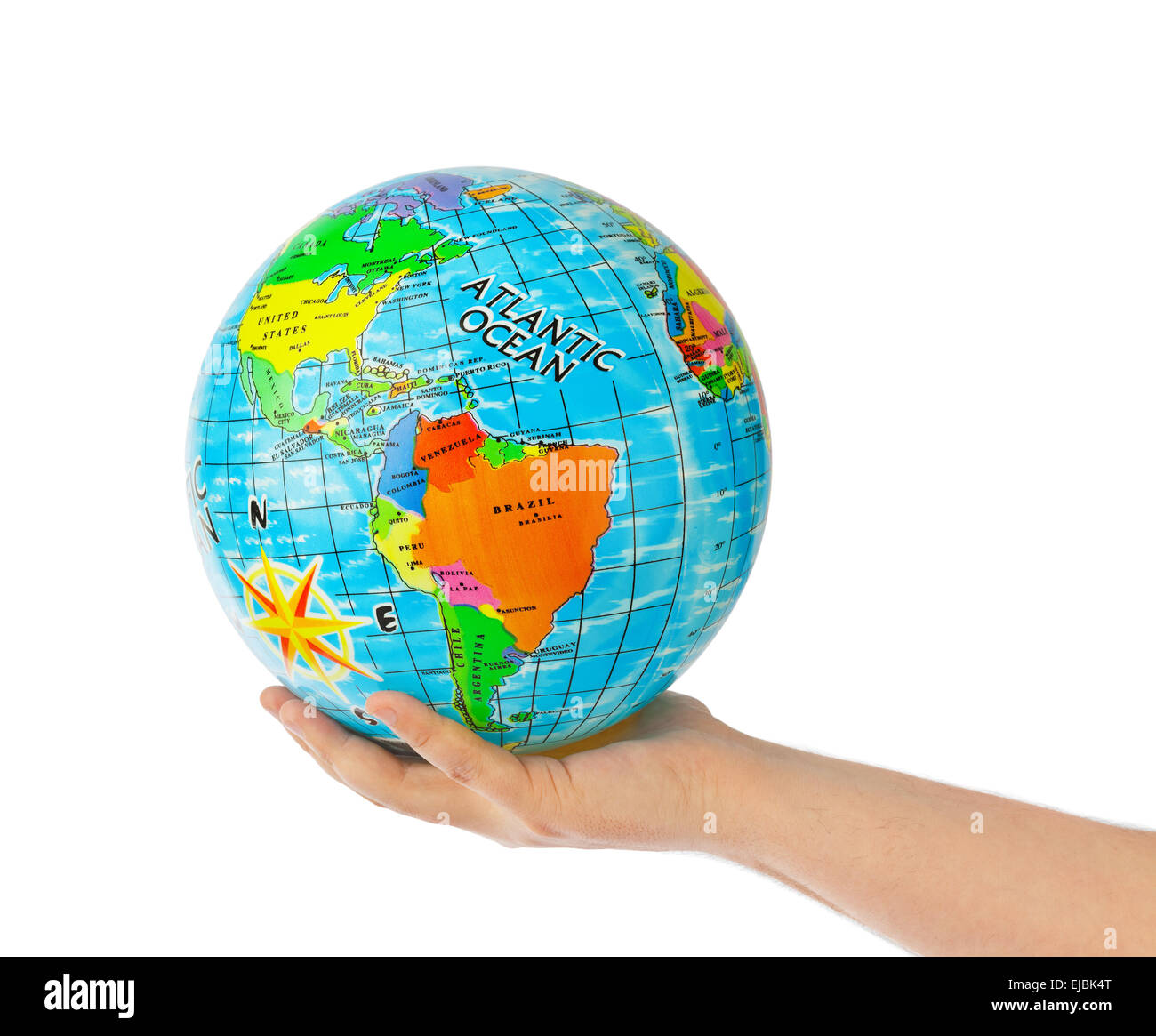 Hand with globe Stock Photo - Alamy
