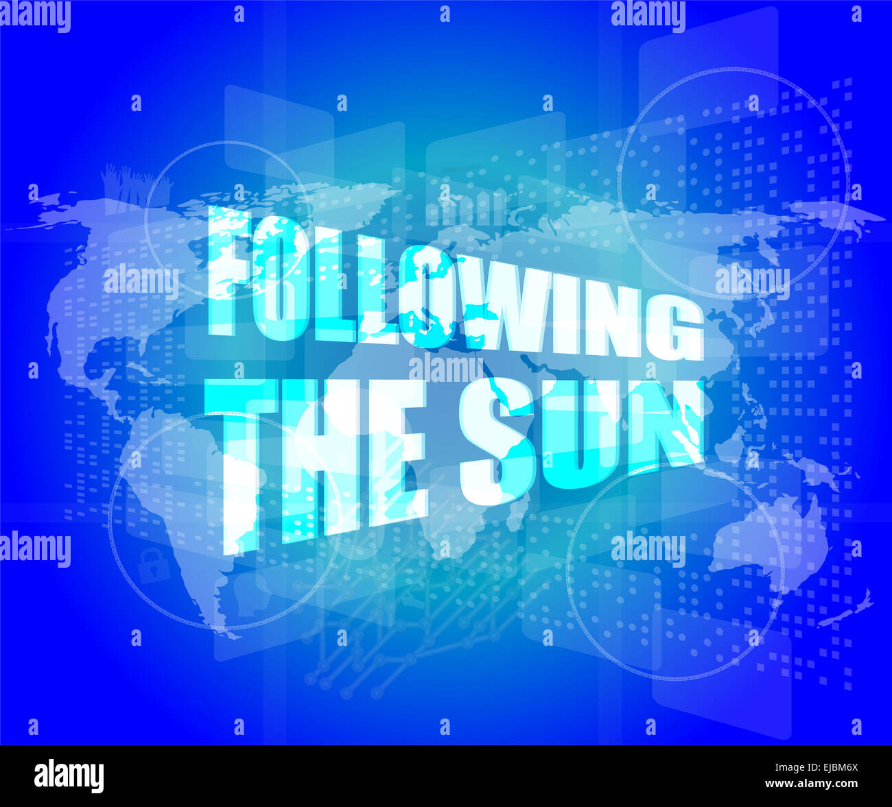 following the sun on digital touch screen, 3d Stock Photo - Alamy