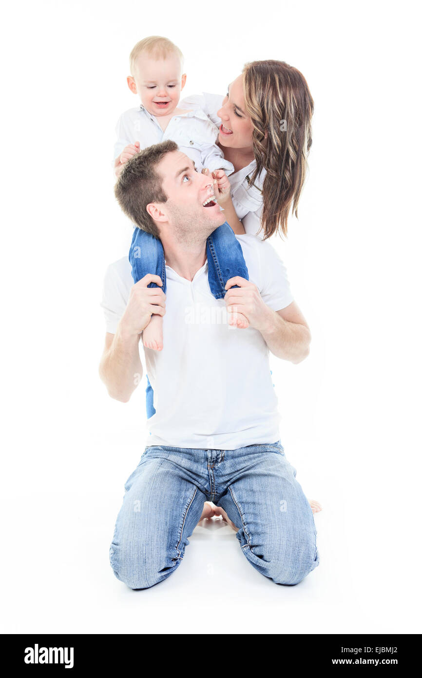Family with his two parent isolated on white background Stock Photo - Alamy