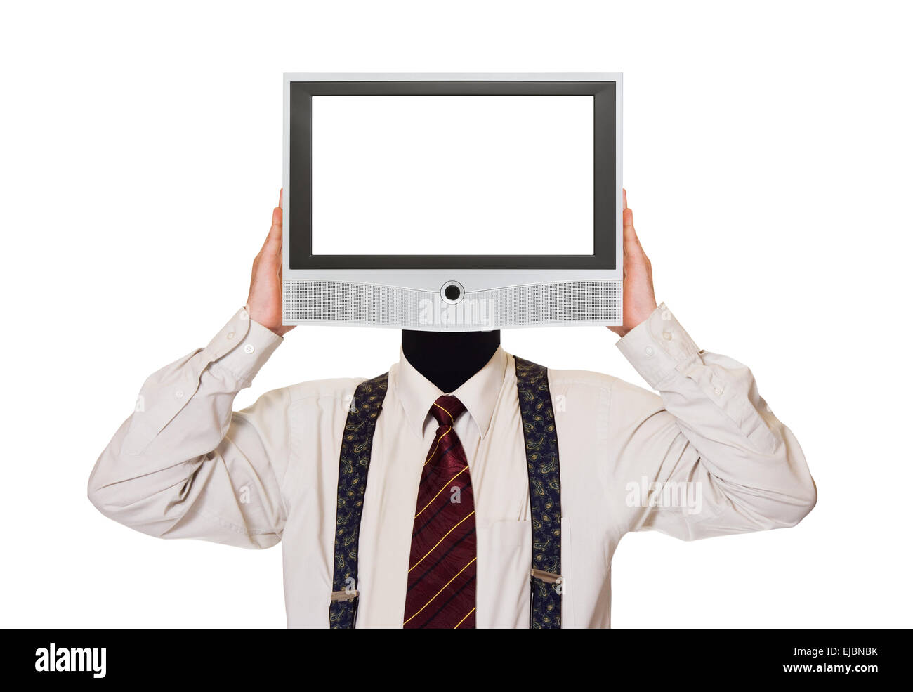 Man with tv screen for head Stock Photo - Alamy