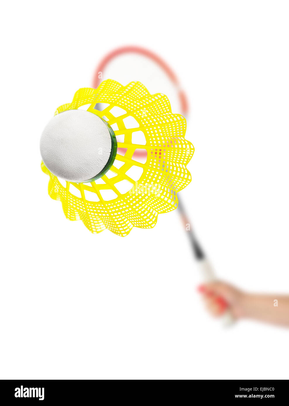 Hand with badminton racket Stock Photo - Alamy