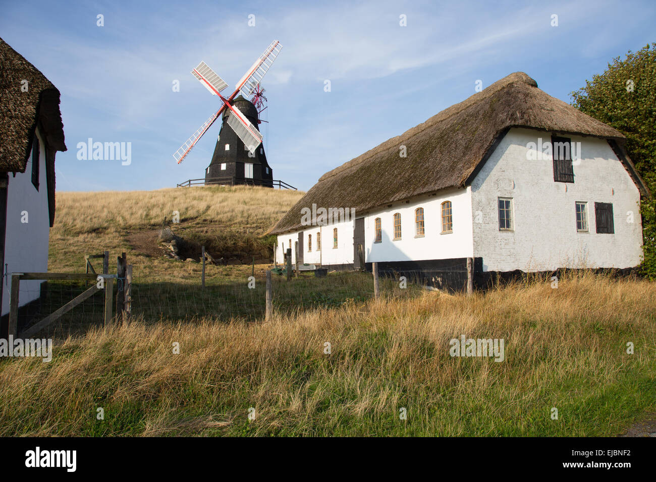 Windmill between houses Stock Photo - Alamy