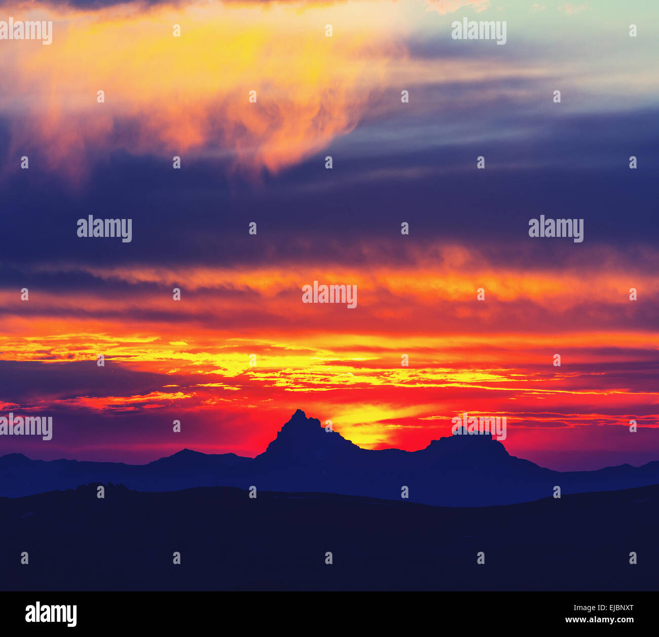 Mountains on sunset Stock Photo - Alamy