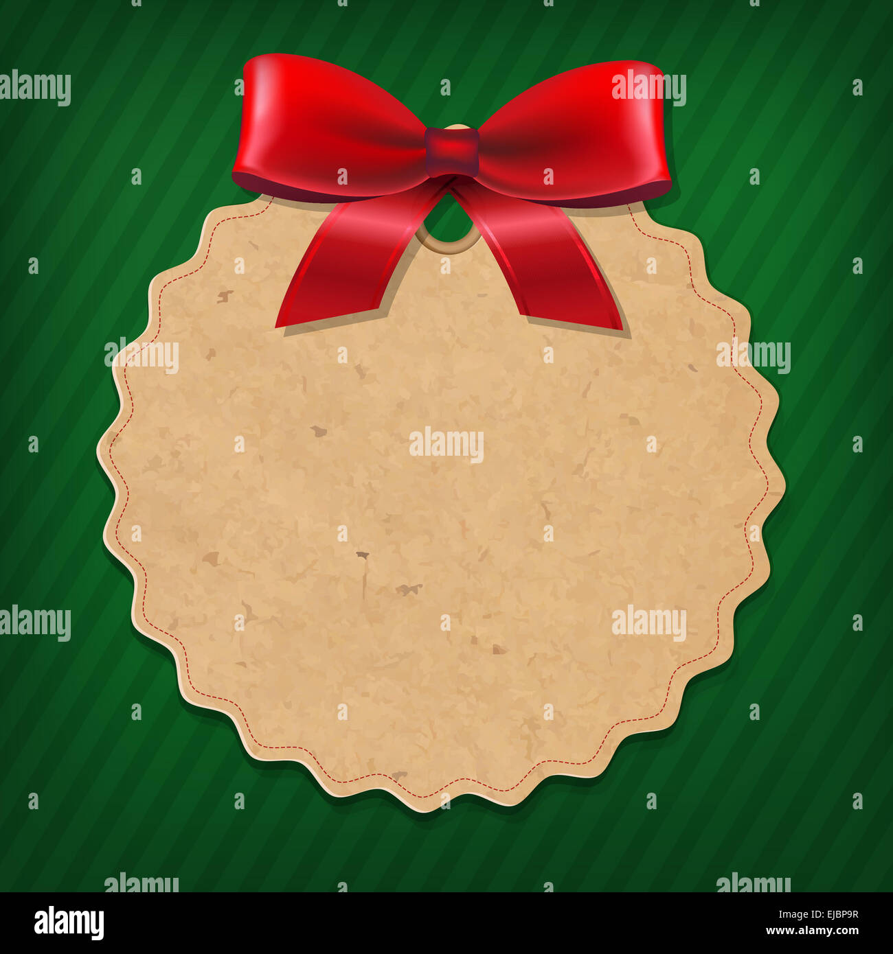 Xmas Label With Red Ribbon Stock Photo - Alamy