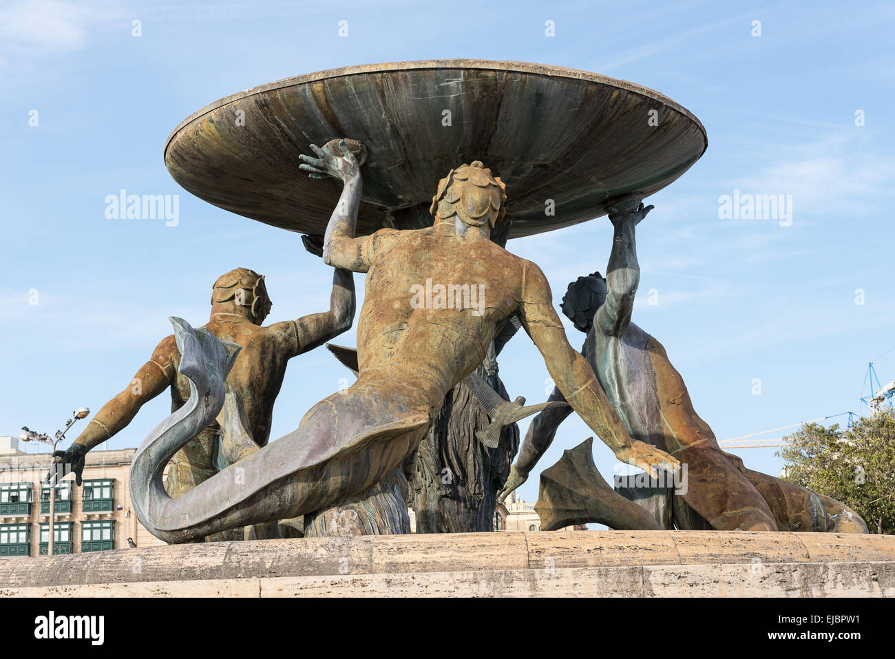 The Triton Fountain at Malta Stock Photo - Alamy