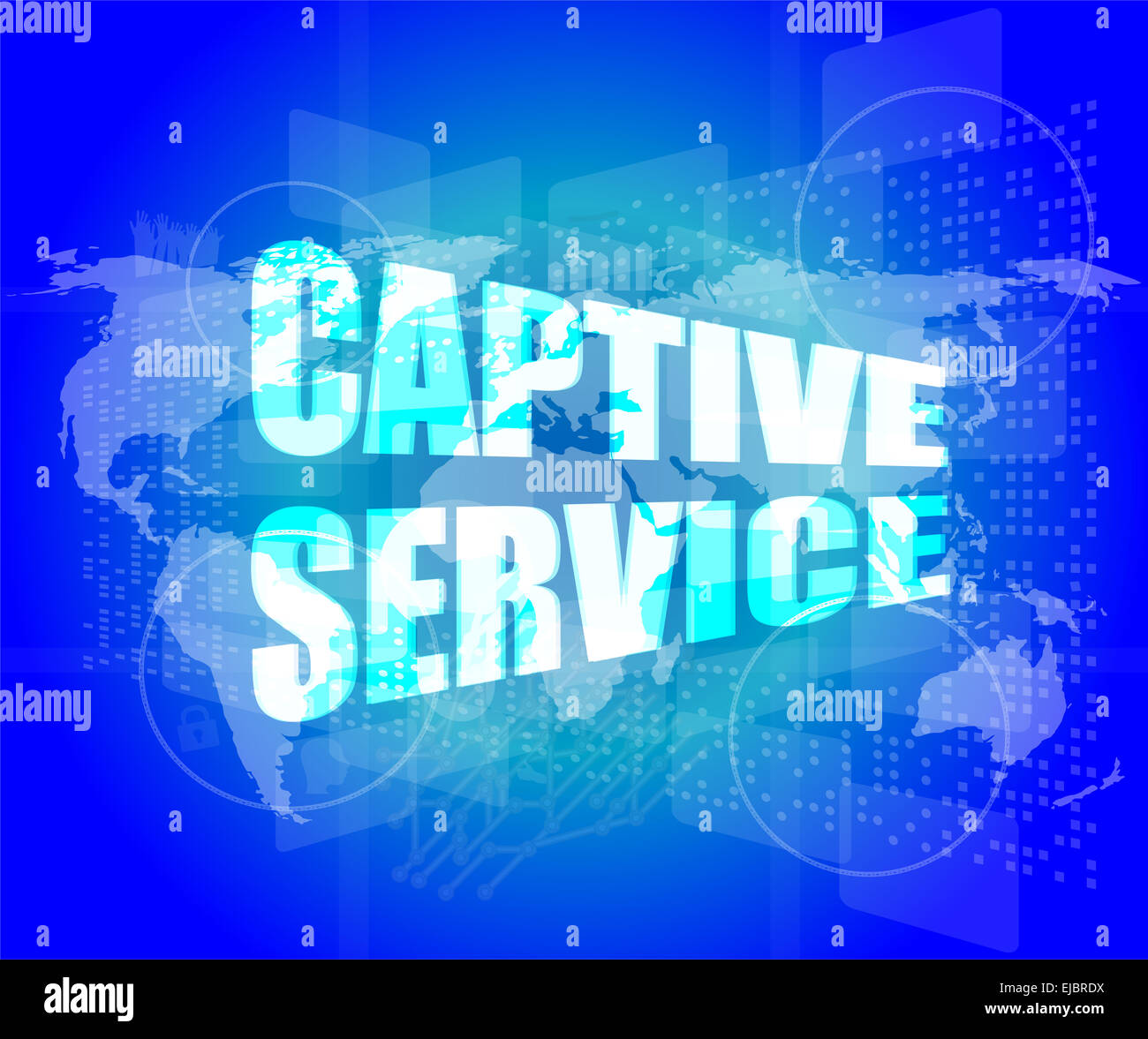 captive service words on digital touch screen and world map Stock Photo ...