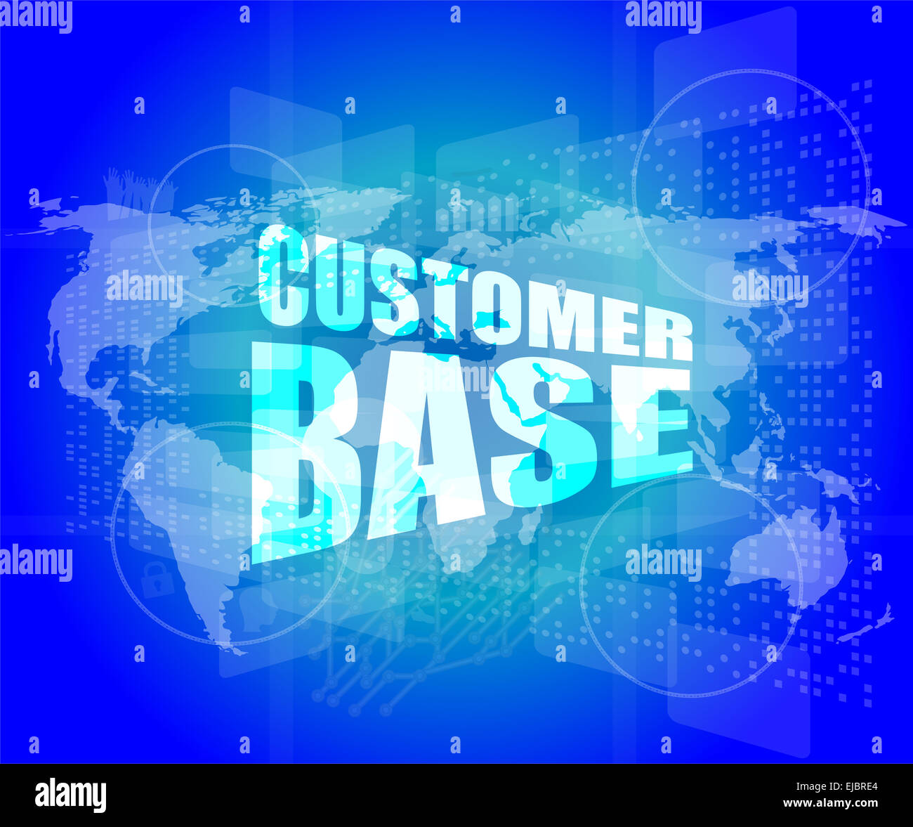 customer base words on digital screen with world map Stock Photo - Alamy