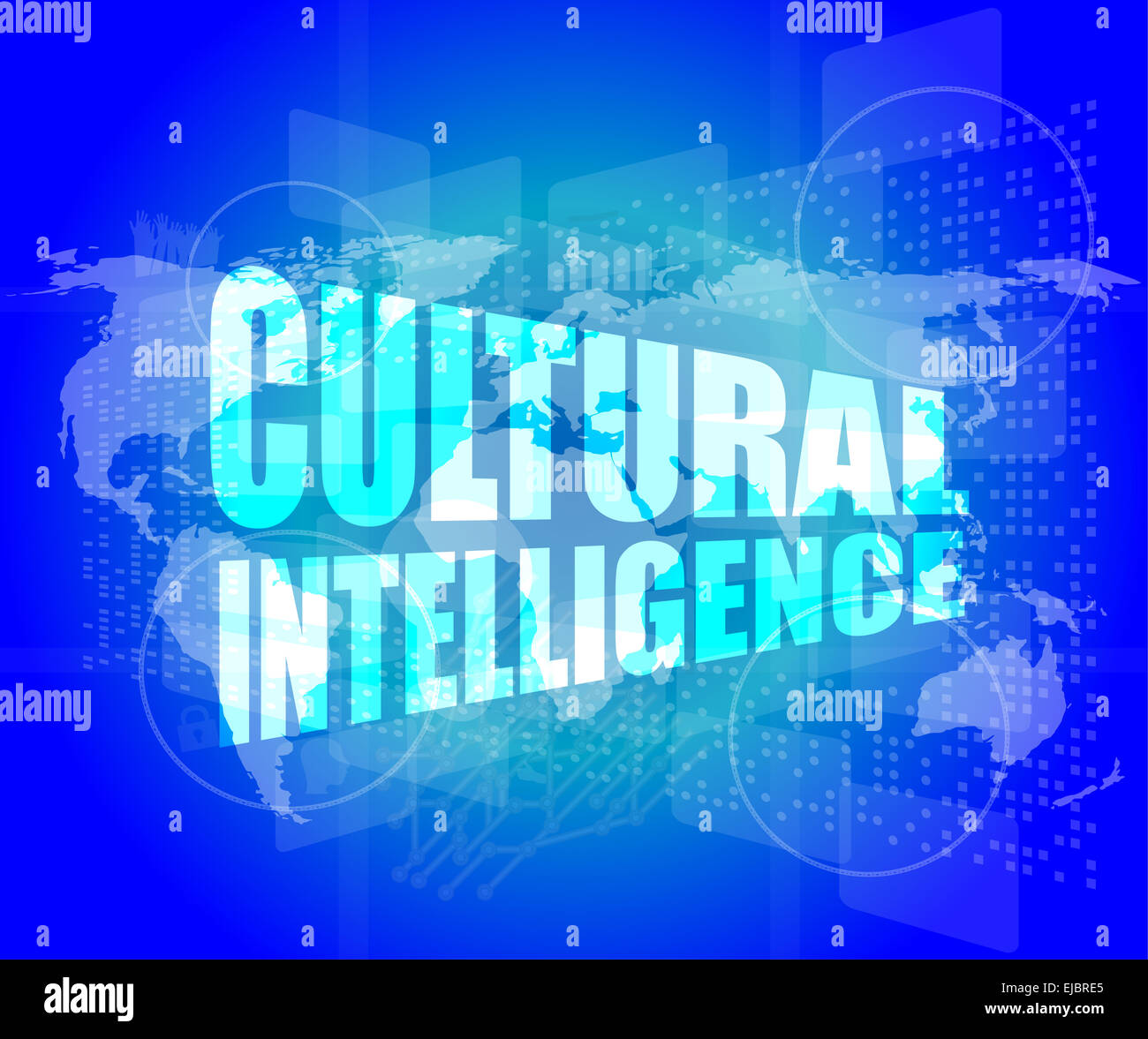 cultural intelligence words on digital screen with world map Stock ...